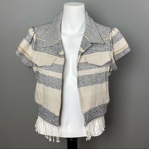 DREW | Jackets & Coats | New Drewanthropologie Striped Cropped Fringe ...